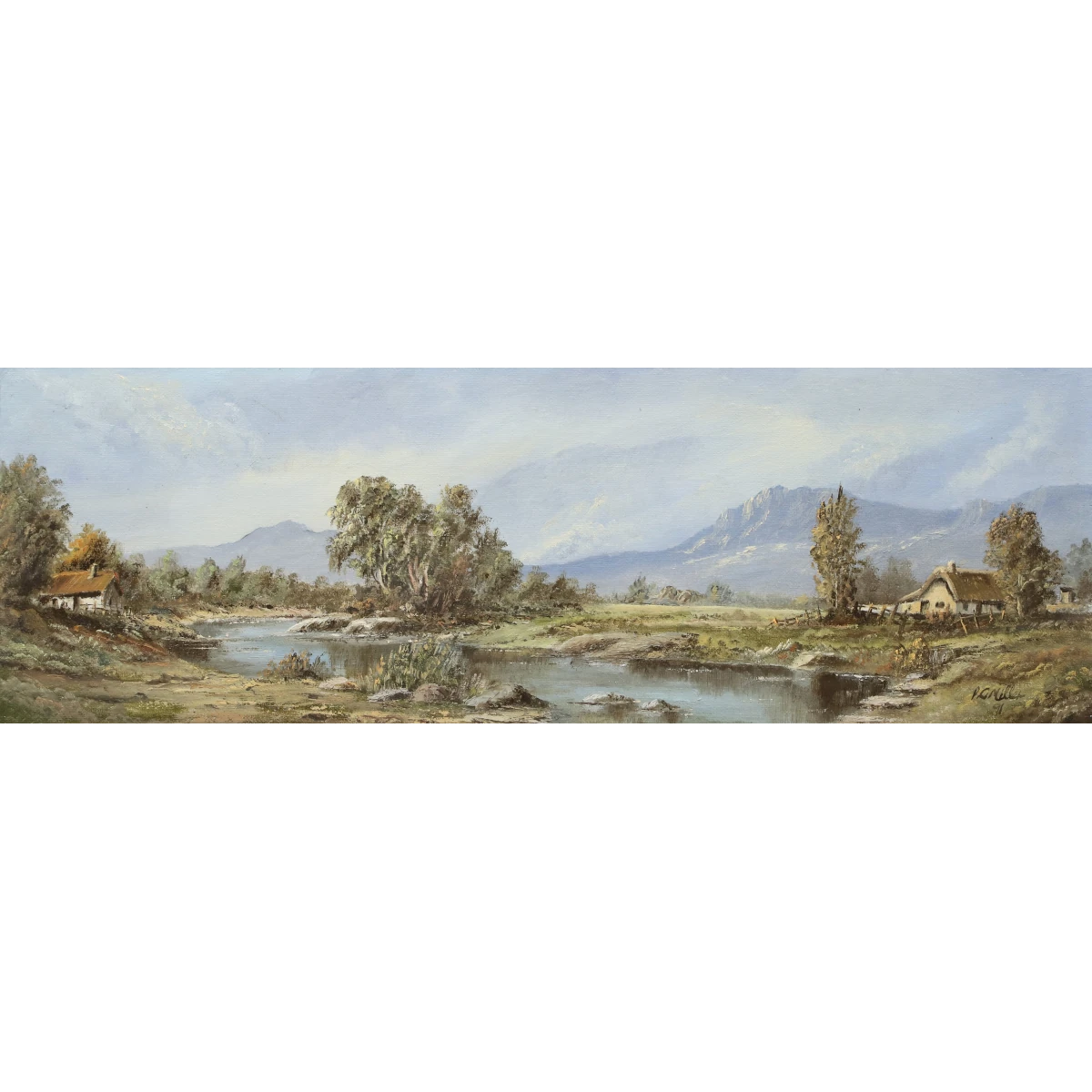 Houses beside a River - Peter George Miller - Robertson Art Gallery