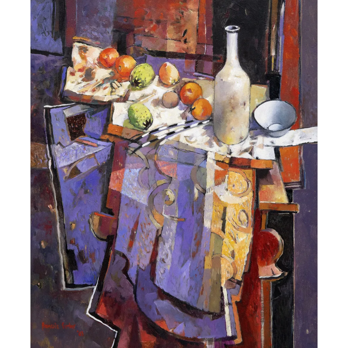 Still Life with Fruit, Quills & Bottle - Francois Gerber - Robertson ...