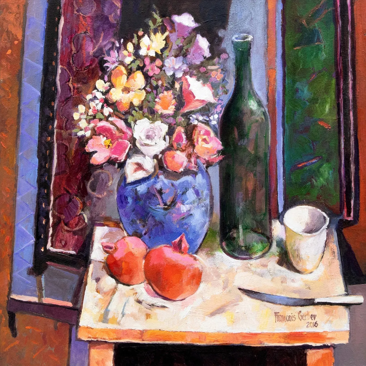 Still Life with Vase of Flowers - Francois Gerber - Robertson Art Gallery